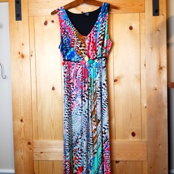 new directions | Dresses | New Directions Tropical Print Jeweled Belted ...